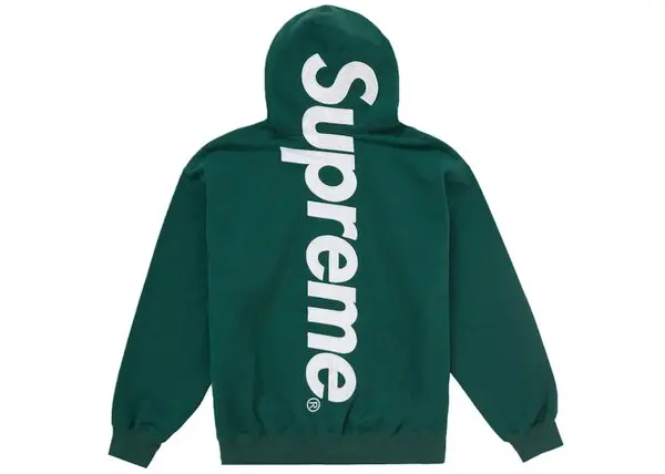 Supreme Satin Applique Hooded Sweatshirt Fw24 - Dark Green