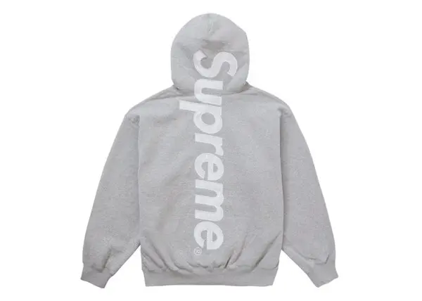 Supreme Satin Applique Hooded Sweatshirt Fw24 - Heather Grey