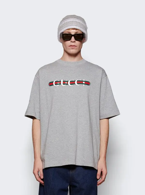 Gucci Logo Print T-shirt - Grey