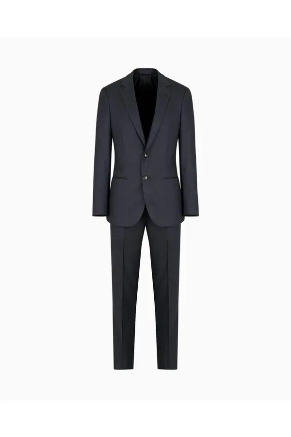 Giorgio Armani Manhattan Line Virgin-wool Single-breasted Suit With A Micro-check Motif