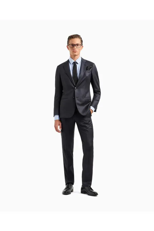 Giorgio Armani Manhattan Line Virgin-wool Single-breasted Suit With A Micro-check Motif