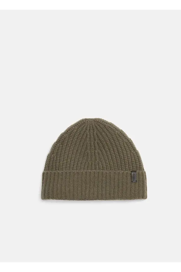 Vince Cashmere Shaker-stitch Beanie - Olive