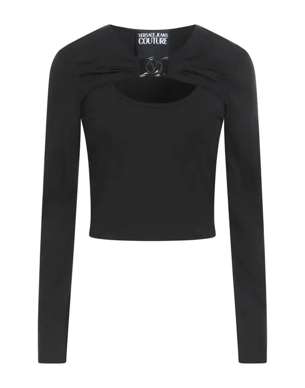 Versace Cotton Elastane Crop Tee With Cutout Detail