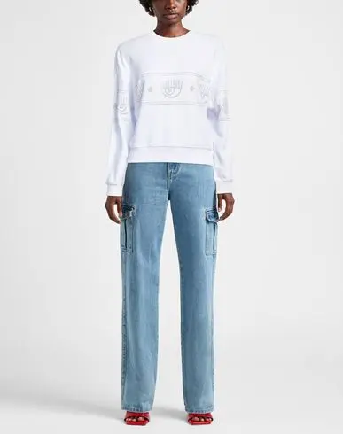 CHIARA FERRAGNI Sweatshirt With Crystal Embellishments - White
