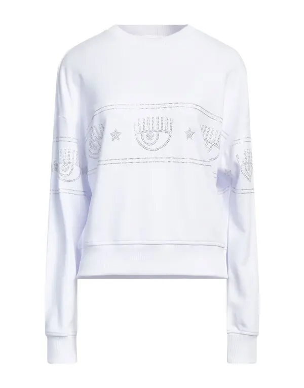 CHIARA FERRAGNI Sweatshirt With Crystal Embellishments - White
