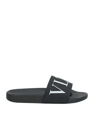 Valentino Garavani Rubber Pool Slides With Logo - Black