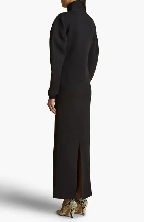 Khaite Storm Long Sleeve Merino Wool Blend Turtleneck Sweater Dress