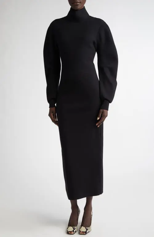 Khaite Storm Long Sleeve Merino Wool Blend Turtleneck Sweater Dress