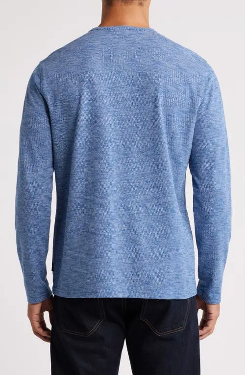 Stone Rose Performance Piqué Henley - Denim Blue