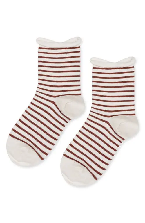 Hansel From Basel Nautical Stripe Crew Socks - Mocha