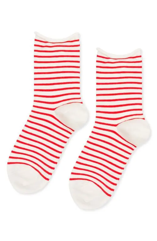 Hansel From Basel Nautical Stripe Crew Socks - Pink