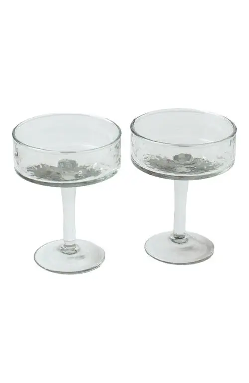 CREATIVE WOMEN Handblown Hammered Coupe Cocktail Glassesset Of 4