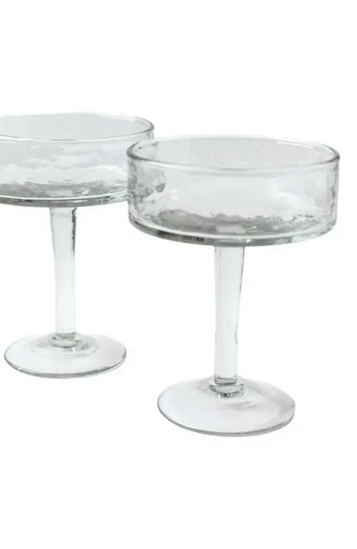 CREATIVE WOMEN Handblown Hammered Coupe Cocktail Glassesset Of 4