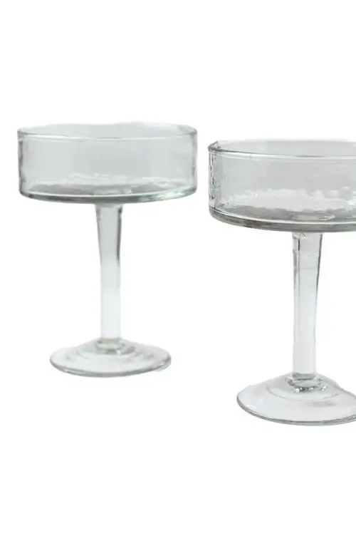 CREATIVE WOMEN Handblown Hammered Coupe Cocktail Glassesset Of 4
