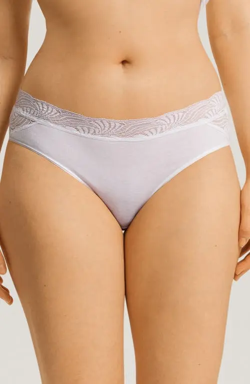 Hanro Cotton Delight Lace Trim High Cut Briefs - White