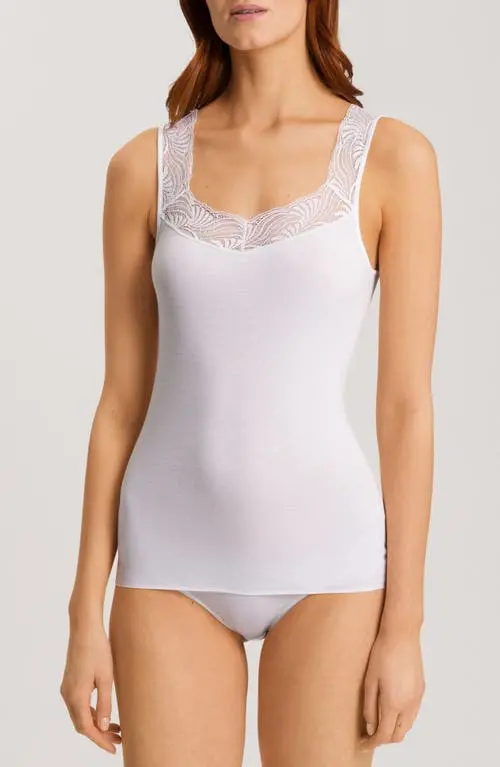 Hanro Cotton Delight Lace Trim Tank Top - White