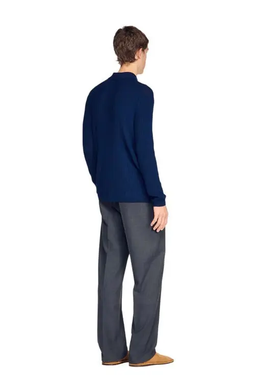 Sandro Rib Knit Collared Shirt