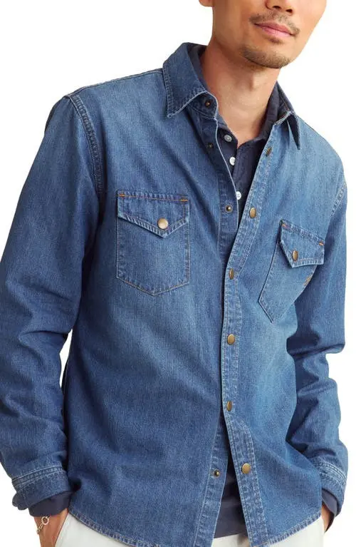 Billy Reid Rosedale Denim Snap-up Shirt - Light Indigo