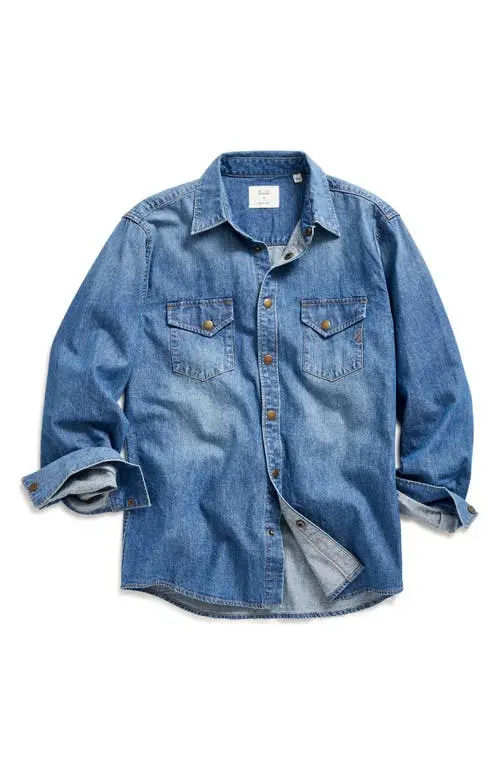Billy Reid Rosedale Denim Snap-up Shirt - Light Indigo