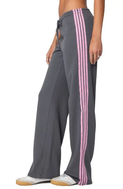 EDIKTED Averie Striped Sweatpants - Gray