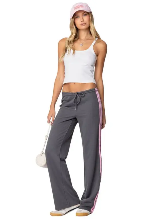 EDIKTED Averie Striped Sweatpants - Gray