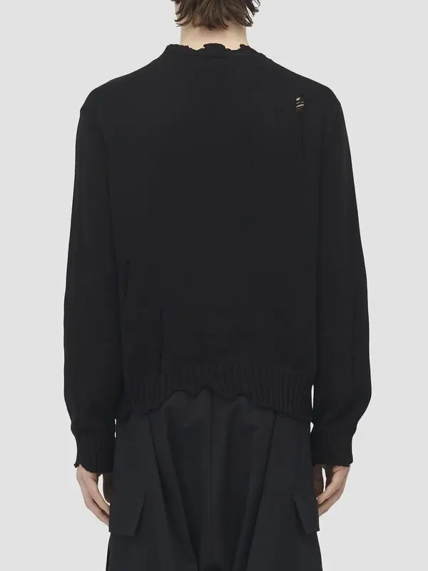 Alexander McQueen Distressed Skull Crewneck Cotton Sweater