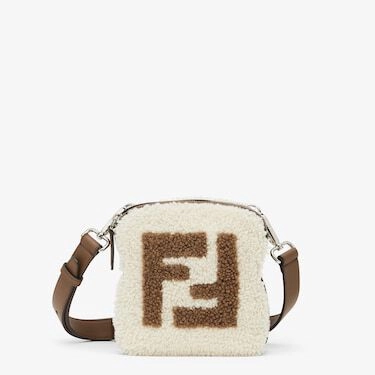Fendi Mini Shearling Baguette - White