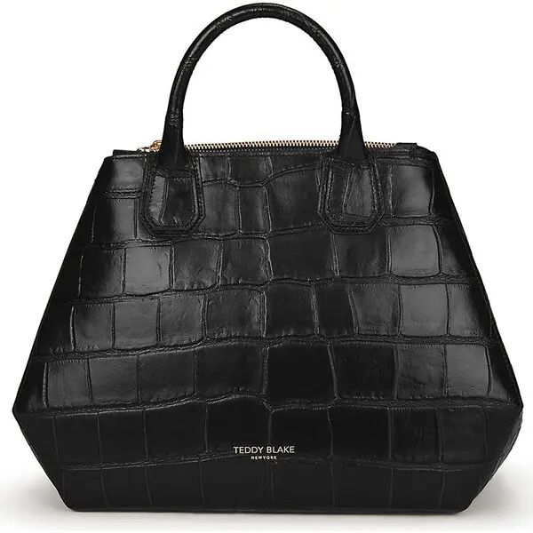 TEDDY BLAKE Vera Croco 14" Top Handle Bag - Black/red