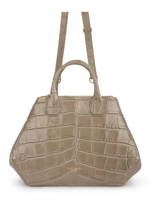 TEDDY BLAKE Vera Croco 14" Top Handle Bag - Lightbeige