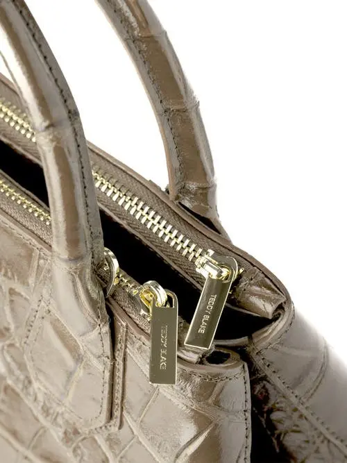 TEDDY BLAKE Vera Croco 14" Top Handle Bag - Lightbeige
