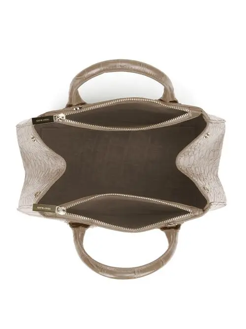 TEDDY BLAKE Vera Croco 14" Top Handle Bag - Lightbeige