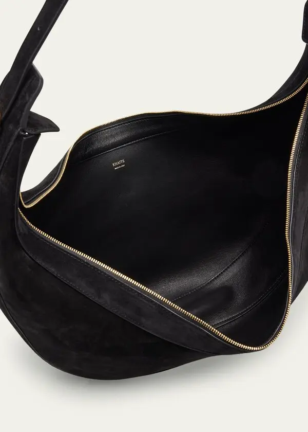 Khaite Augustina Suede Hobo Bag - Black