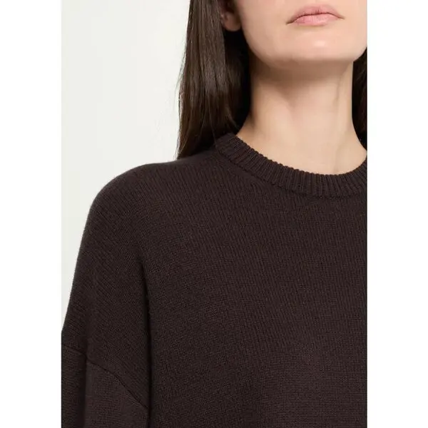 Theory Cashmere Crewneck Cropped Sweater - Cacao