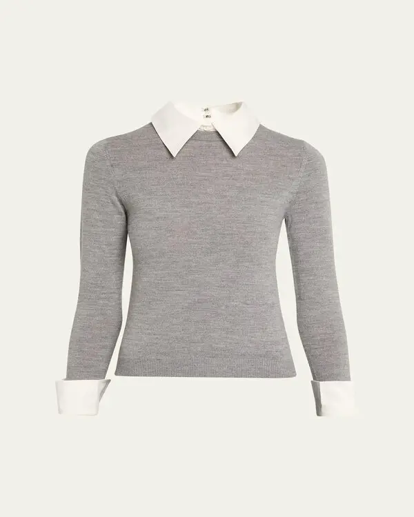 Alice + Olivia Collared Slim-fit Sweater - Medium Hea