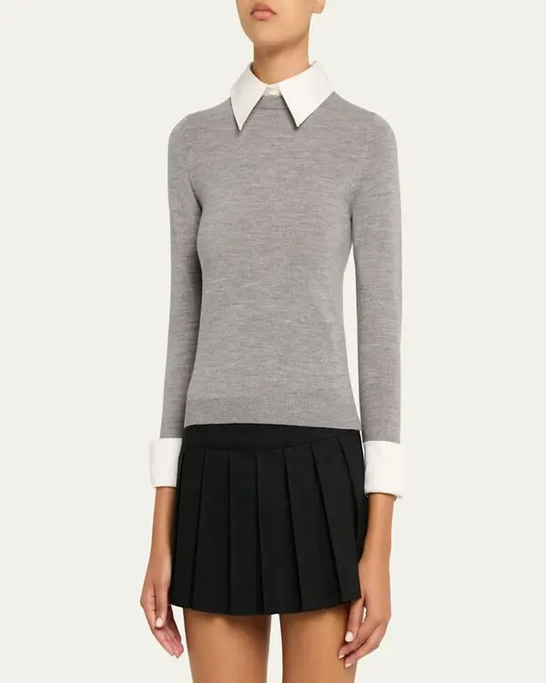 Alice + Olivia Collared Slim-fit Sweater - Medium Hea