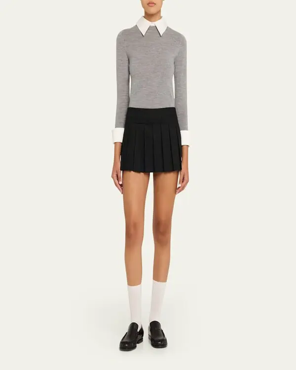Alice + Olivia Collared Slim-fit Sweater - Medium Hea