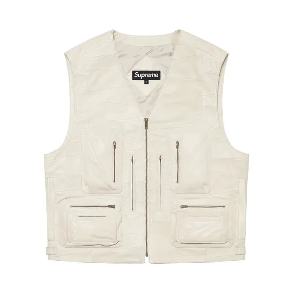 Supreme Patchwork Leather Cargo Vest - White