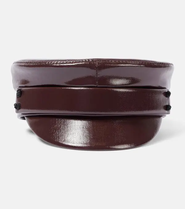 Ruslan Baginskiy Faux Leather Newsboy Cap - Brown