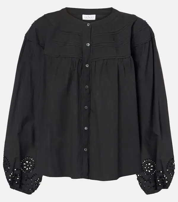 Velvet By Graham & Spencer Carden Broderie Anglaise Cotton Blouse