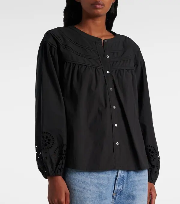 Velvet By Graham & Spencer Carden Broderie Anglaise Cotton Blouse