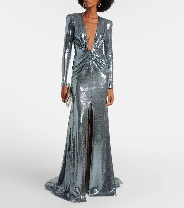 Alex Perry Sequined Gathered Gown