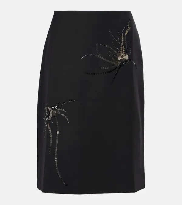 JACQUES WEI Sequined Wool Pencil Skirt