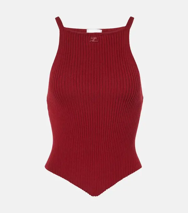 COURREGES Ribbed-knit Jersey Tank Top