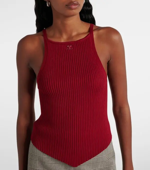 COURREGES Ribbed-knit Jersey Tank Top