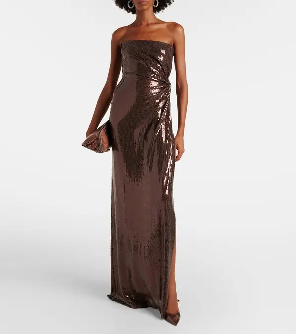 Alex Perry Sequined Gathered Gown