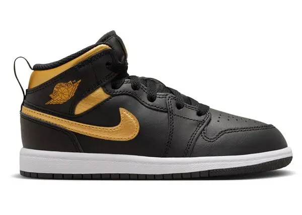 JORDAN 1 Mid Sneakers - Black/white/metallic Gold