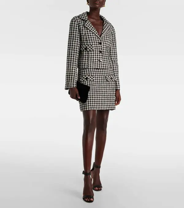 Rixo Houndstooth Cropped Jacket