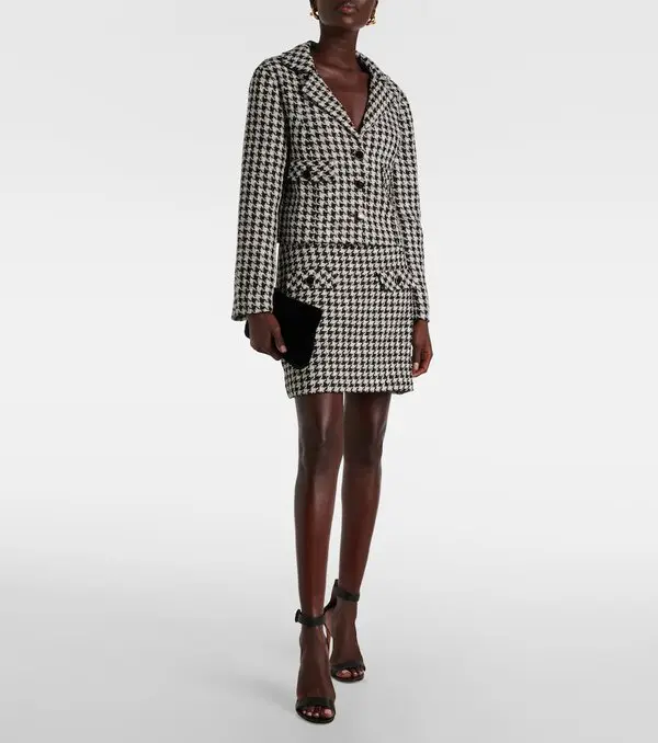Rixo Houndstooth Cropped Jacket