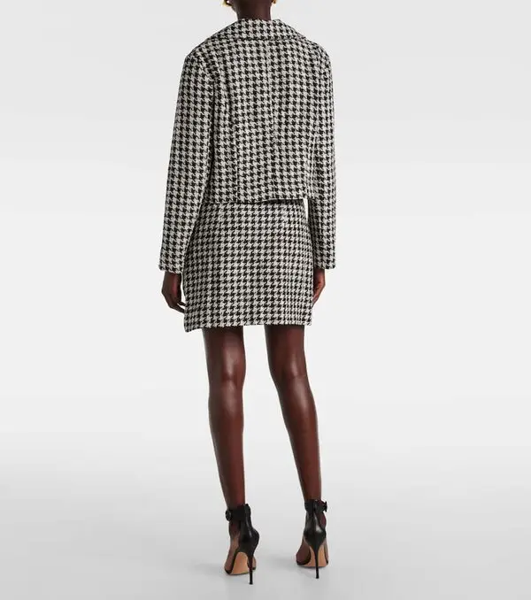 Rixo Houndstooth Cropped Jacket