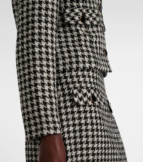 Rixo Houndstooth Cropped Jacket